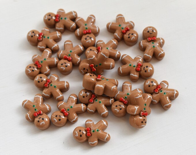 Tiny Gingerbread Boy Cabochon, Slime Charms, Gingerbread Charm ...