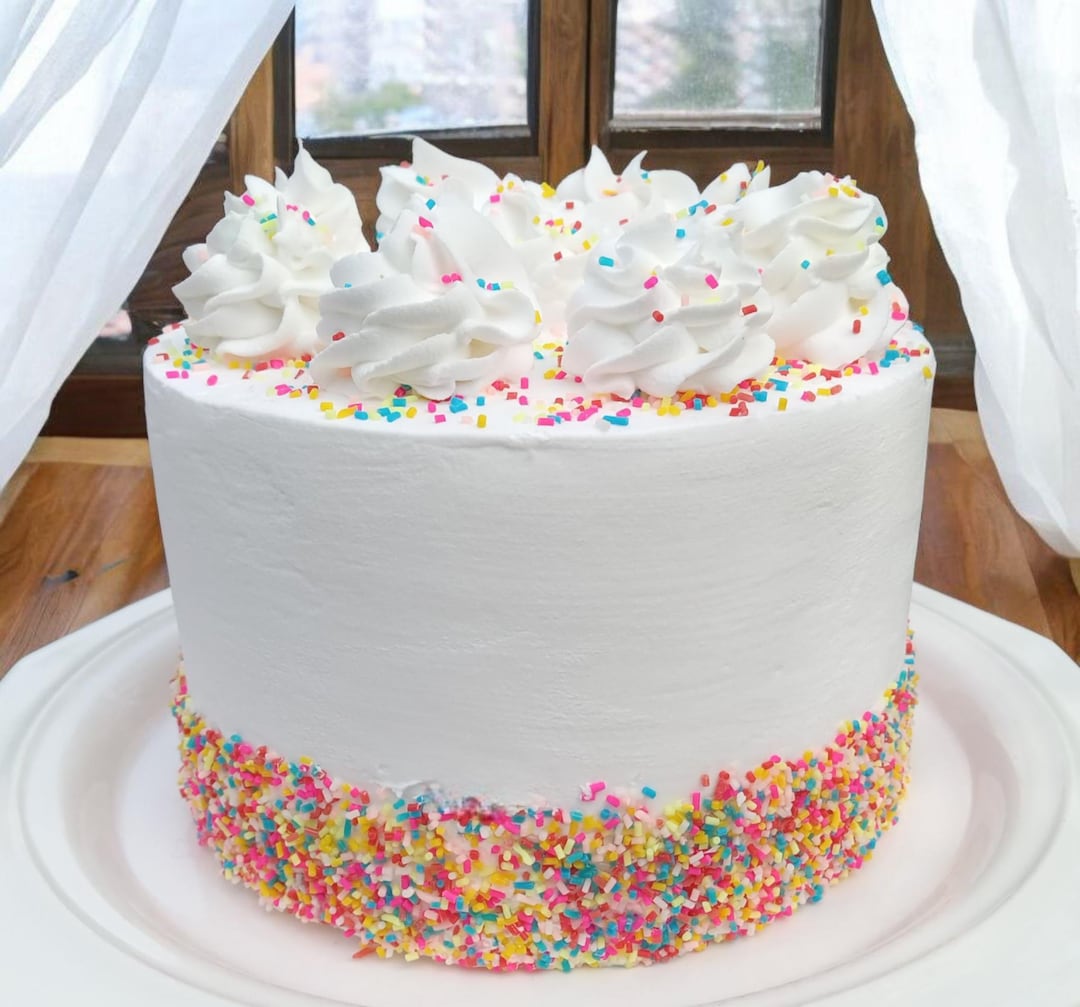 Fake White Birthday Cake With Sprinkles, Photo Prop Birthday Cake, Fake ...