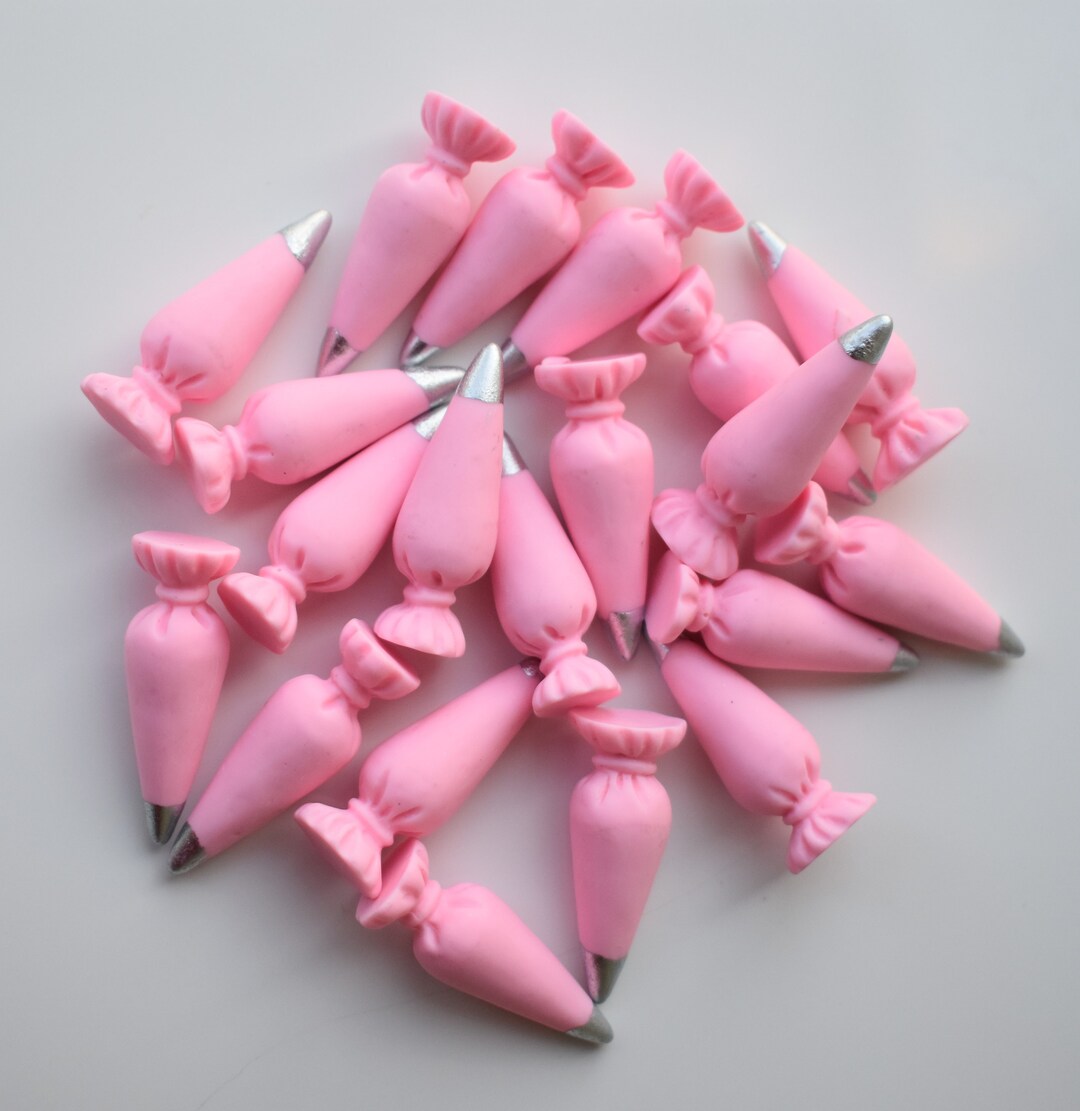 Set of 5 Pink Piping Bag Cabochons, Slime Charms, Piping Bag Charm ...