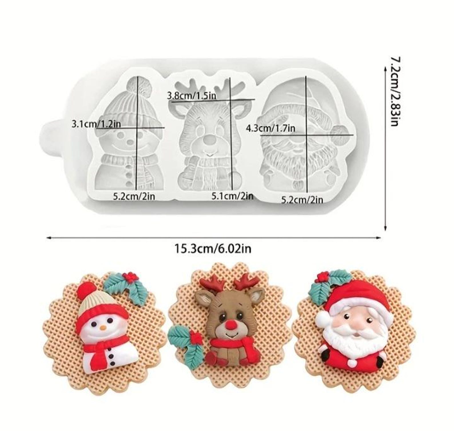 Christmas Santa, Snowman, Reindeer Silicone Mold, Candle Molds, Fake ...