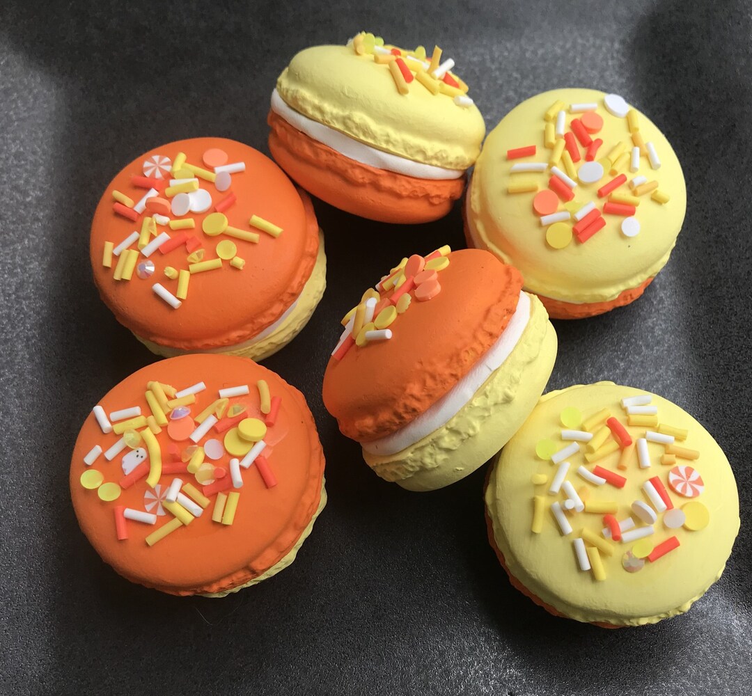 Set of 3 Fake Candy Corn Macarons, Fake Cookie, Faux Food, Kitchen Decor, Photo Prop, Candy Corn ...