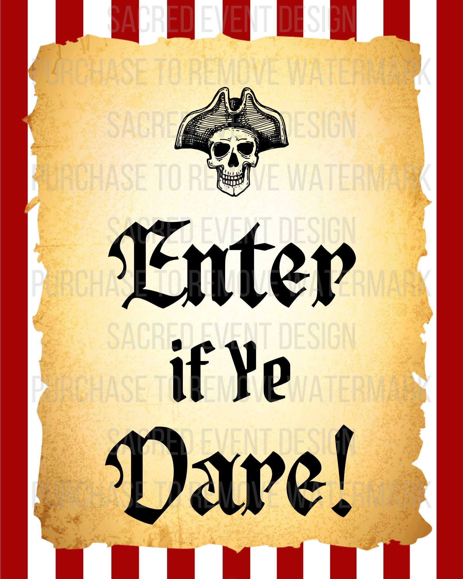 Pirate Party Printable Design Sign Bundle 8x10 - Etsy