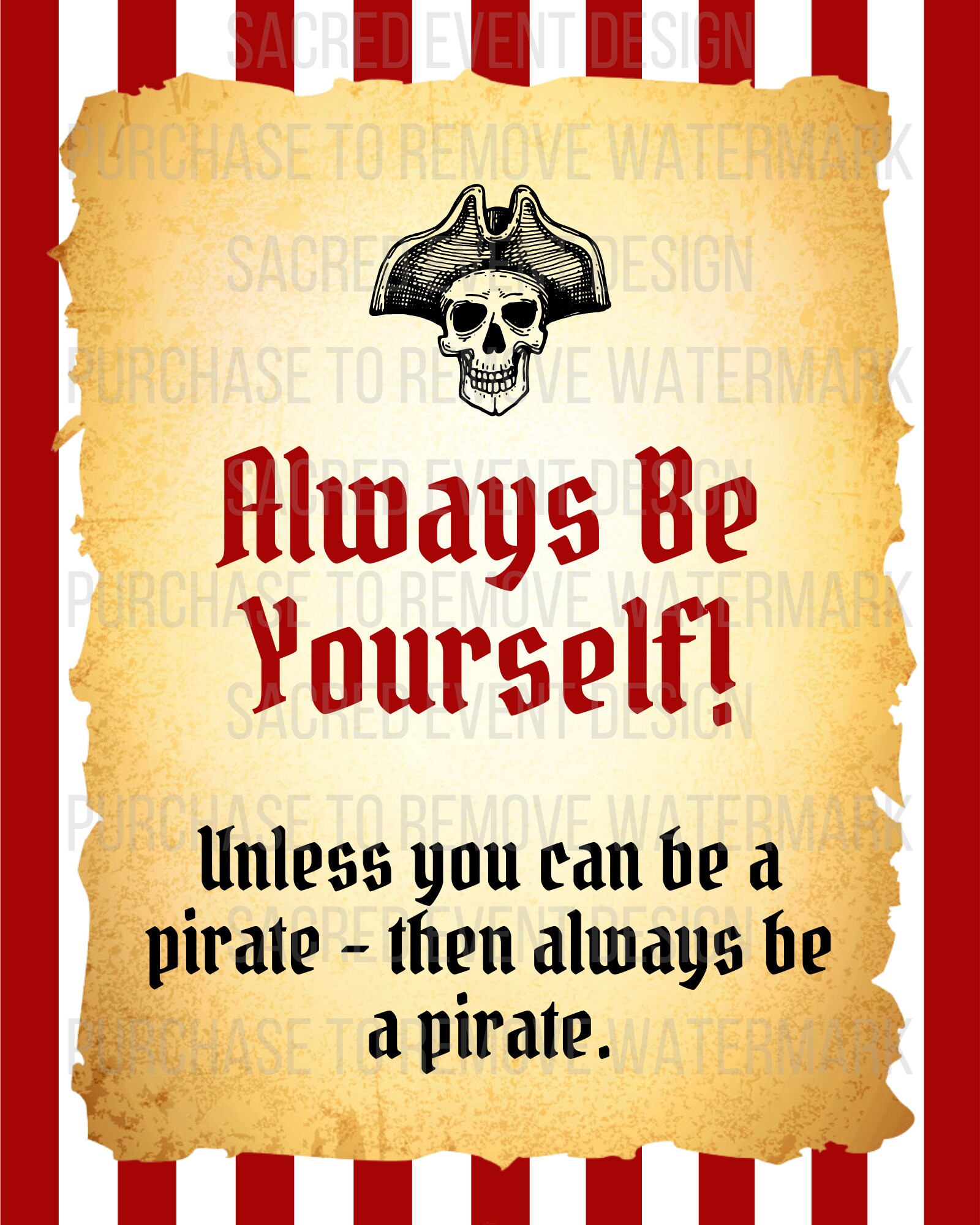 Pirate Party Printable Design Sign Bundle 8x10 - Etsy