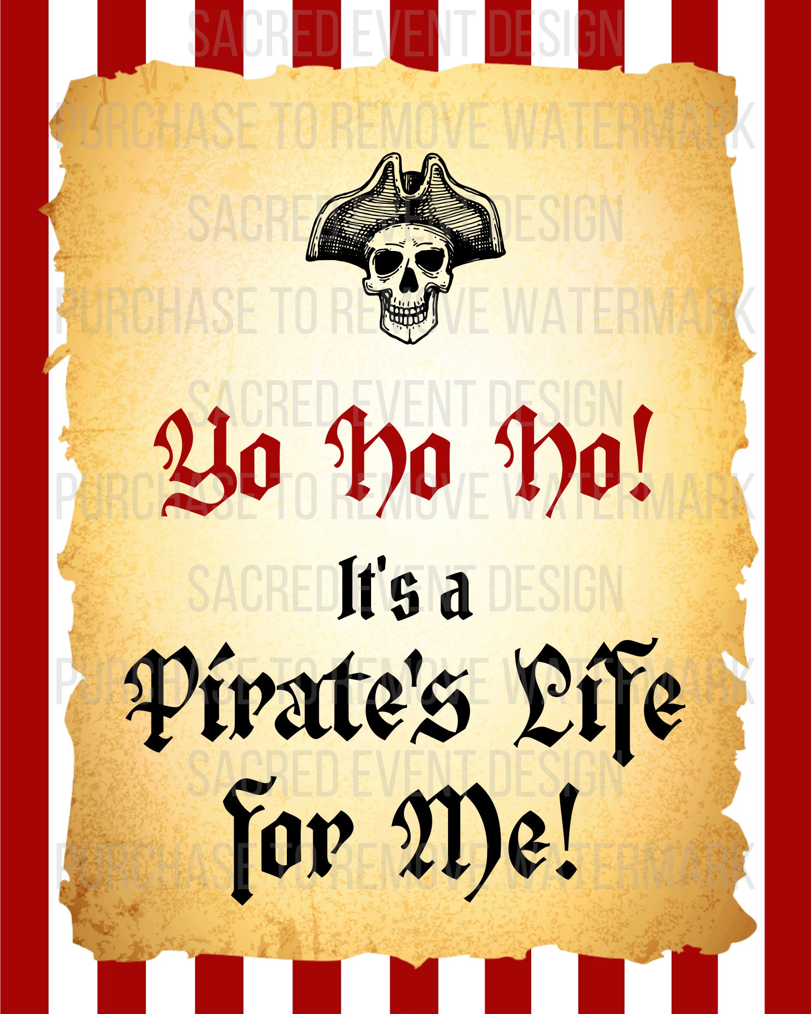Pirate Party Printable Design Sign Bundle 8x10 - Etsy