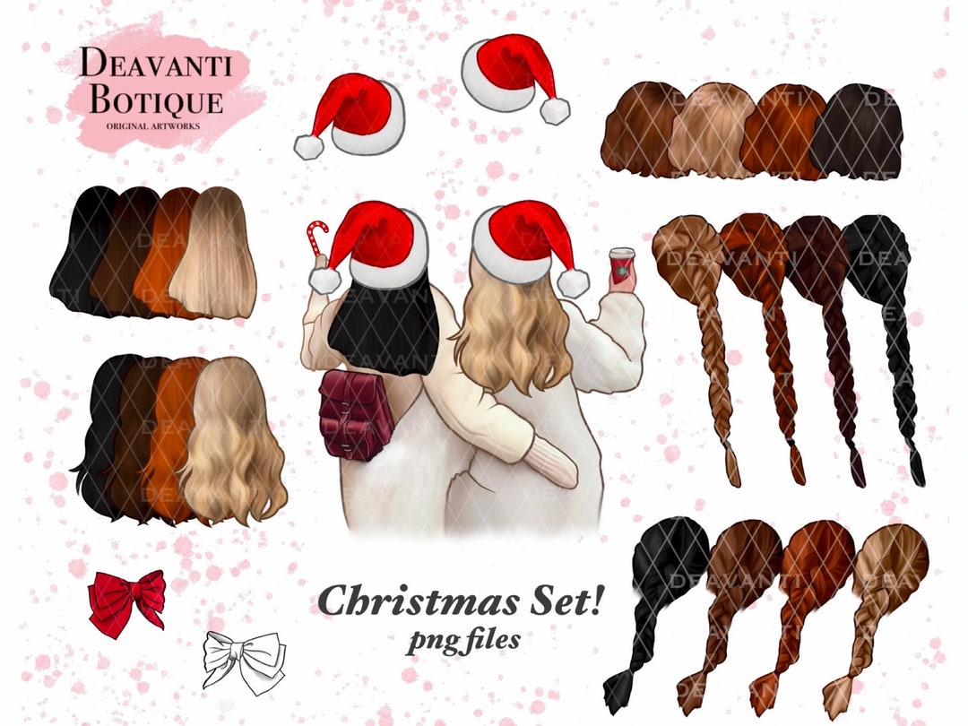 Christmas Best Friends Clipart, Besties, Merry Christmas, Fashion ...