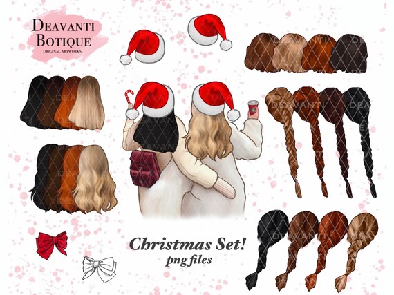 Christmas Best Friends Clipart Besties Merry Christmas - Etsy