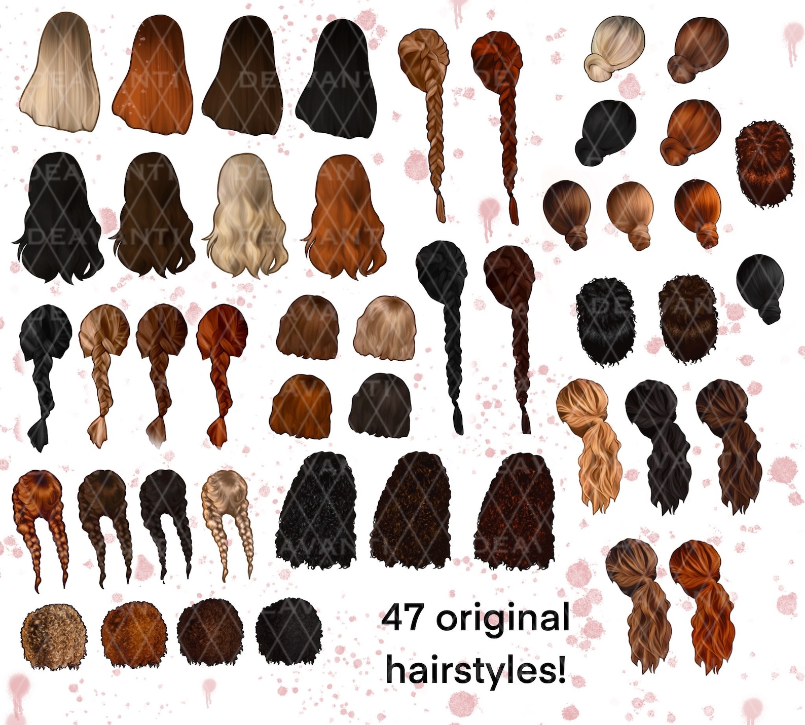 Best Friend Clipart, Many Hairstyles Set Pretty Girls, Besties Clipart ...