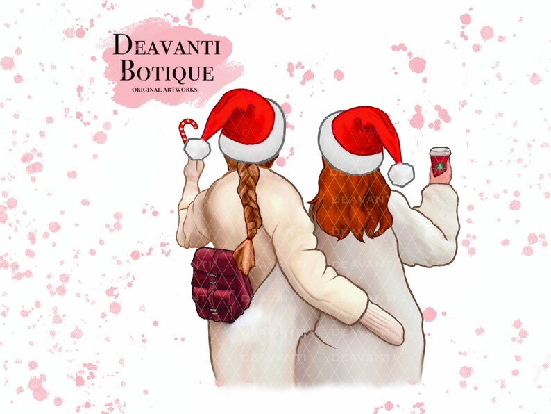 Christmas Best Friends Clipart, Besties, Merry Christmas, Fashion ...