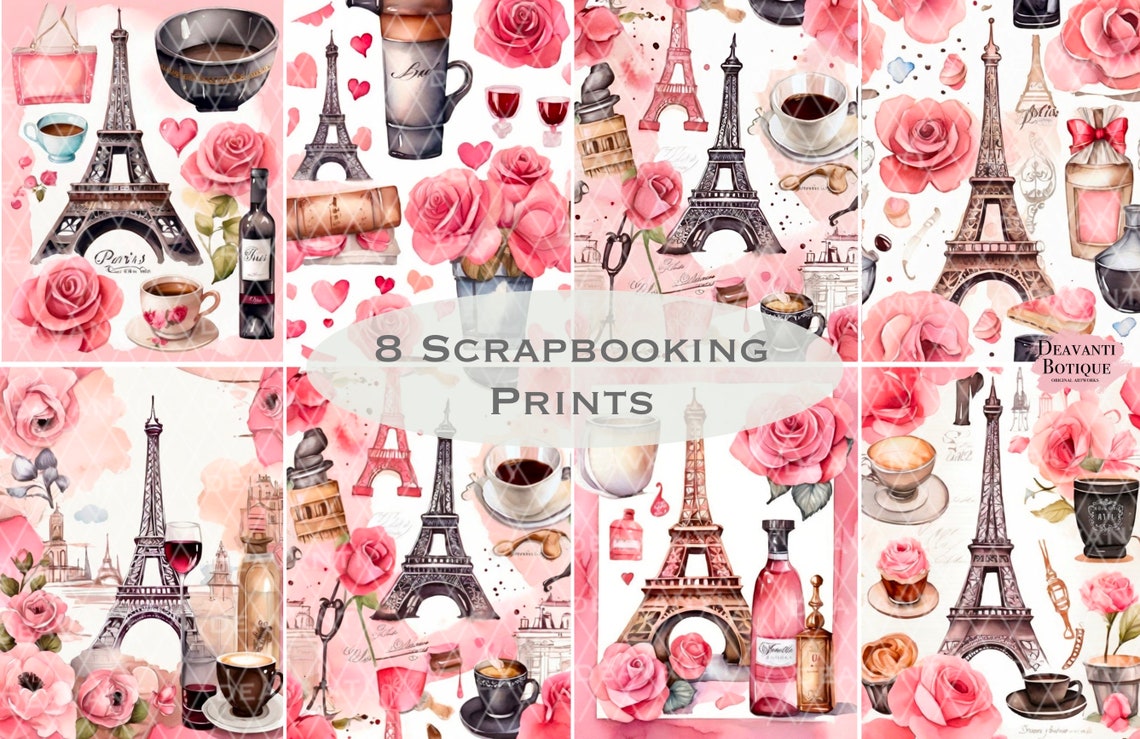 Digital Paper Craft, Paris Scrapbooking, Paris Bundle, Paris Paper ...