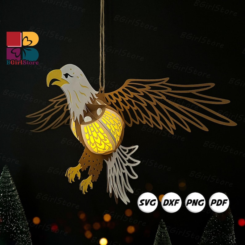 Eagle Lantern PDF, SVG, Studio Template - DIY Animal Paper Cut Template ...