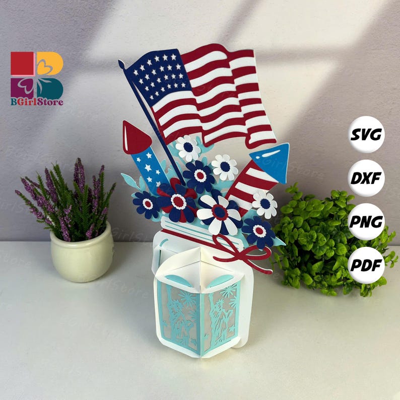 4th of July Lantern PDF, SVG, Studio Template - DIY Independence Day ...