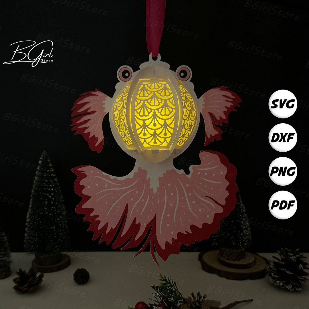 Fish Lantern SVG Goldfish Lantern Paper Cut Paper Cutting Template DIY ...