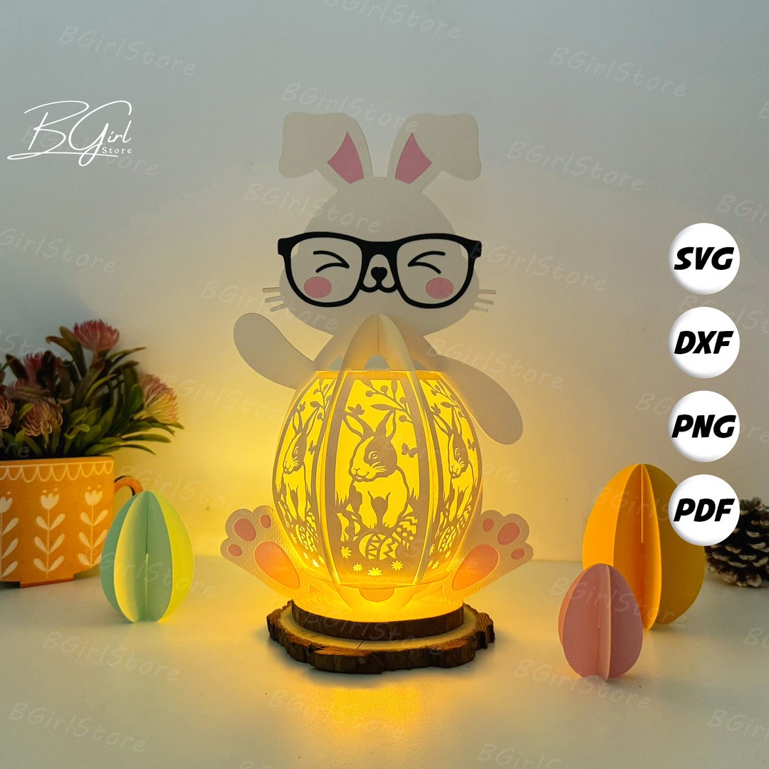 Bunny Easter Lantern PDF, SVG, Studio Template - DIY Easter Paper Cut ...