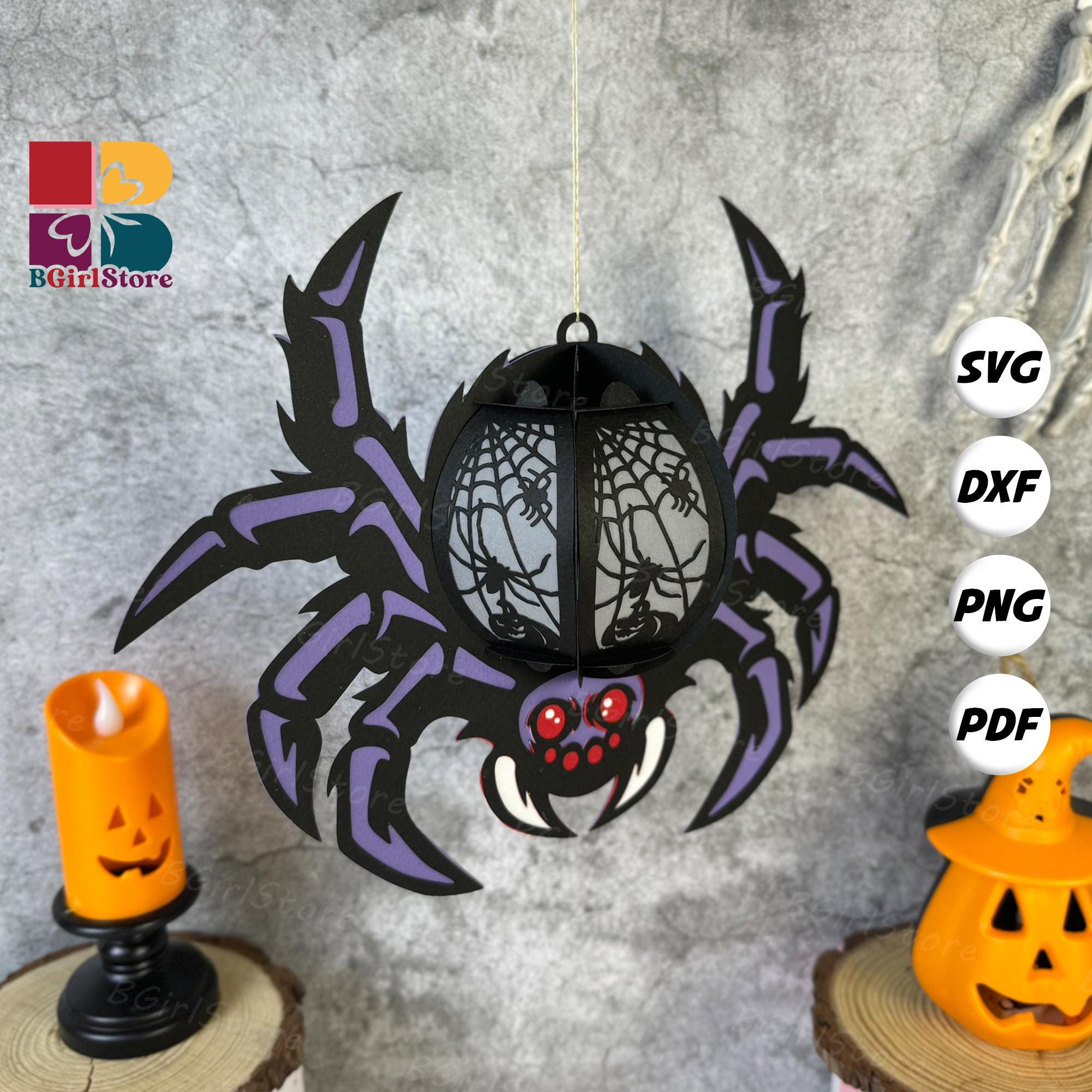 Spider Lantern PDF, SVG, Studio Template - DIY Halloween Paper Cut ...