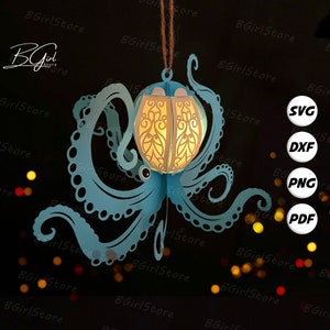 Lantern Octopus Lantern SVG DIY Octopus Paper Lanterns Paper Cutting ...