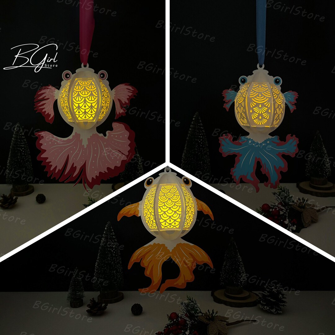 Pack 3 Fish Lantern SVG Ocean Lantern Paper Cut DIY Lantern Fish Paper ...