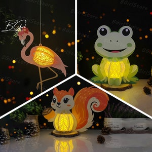 Pack 3 Lantern Animal Lantern SVG DIY Animal Paper Lanterns Paper ...