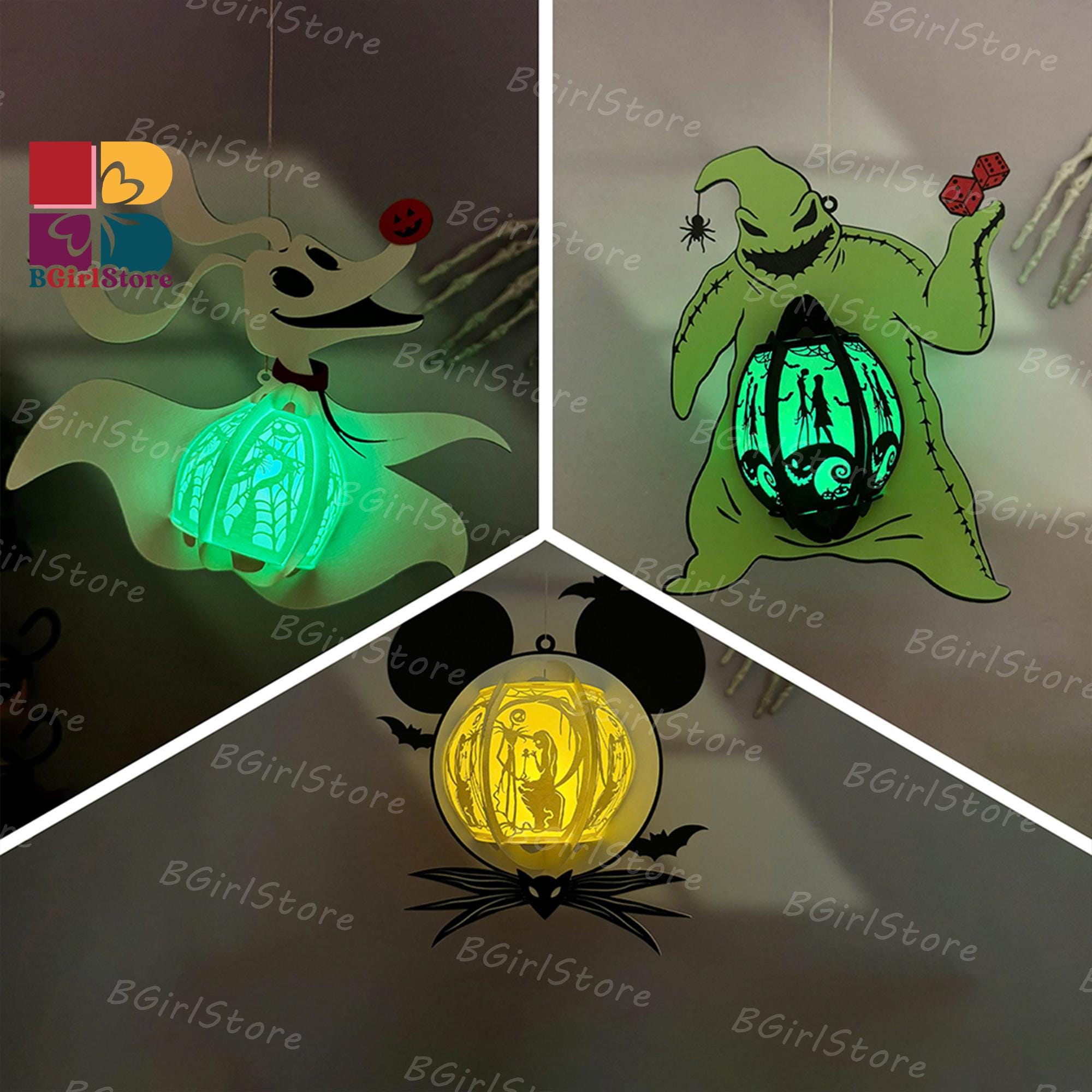 Pack 3 Nightmare Lantern PDF, SVG, Studio Template - DIY Halloween ...