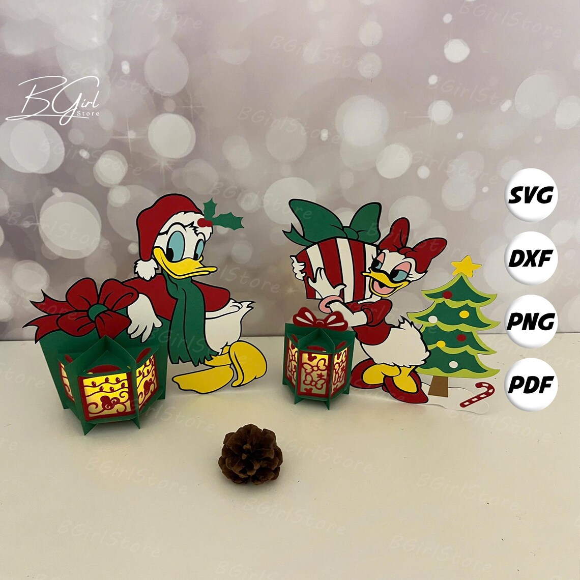 Pack 2 Duck Xmas Lantern PDF, SVG, Studio Template - DIY Duck Lantern ...