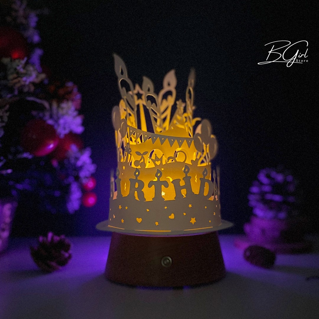 Happy Birthday 2 Paper Cut Dome Lantern Light Box Template, 3D Lantern ...
