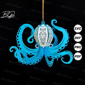 Lantern Octopus Lantern SVG DIY Octopus Paper Lanterns Paper Cutting ...