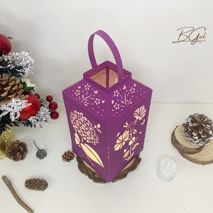 Flower 1 Paper Cut Lantern Light Box Template, Cutting Cricut, 3D ...
