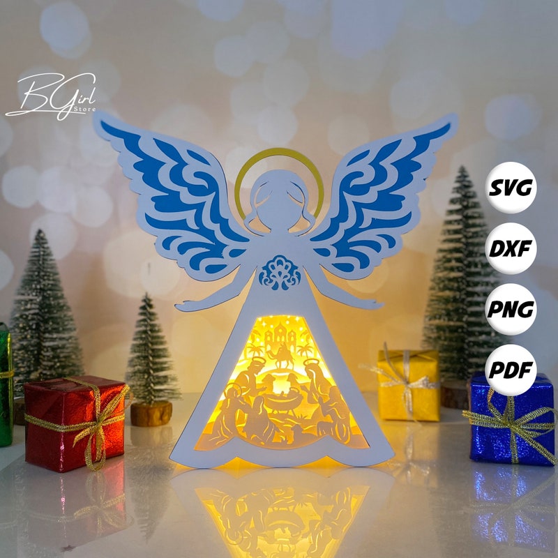 Shadow Box Angel Svg - Etsy