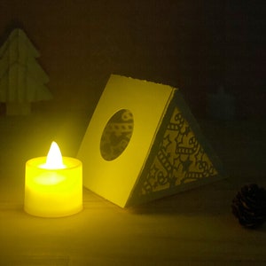 Christmas 2 Paper Cut Pyramid Lantern Light Box Template, 3D Lantern ...