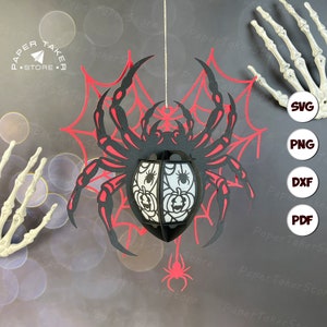 Spider Lantern PDF, SVG, Studio Template - DIY Spider Paper Cut ...