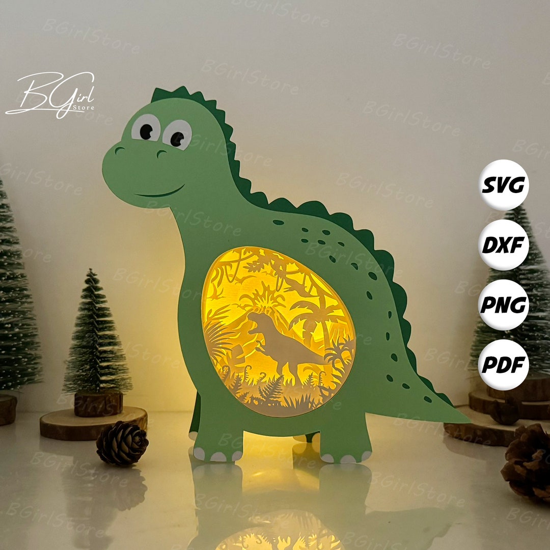 Dinosaurs 1 Paper Cut Dinosaurs Box Template, 3D Lantern Paper Cut ...