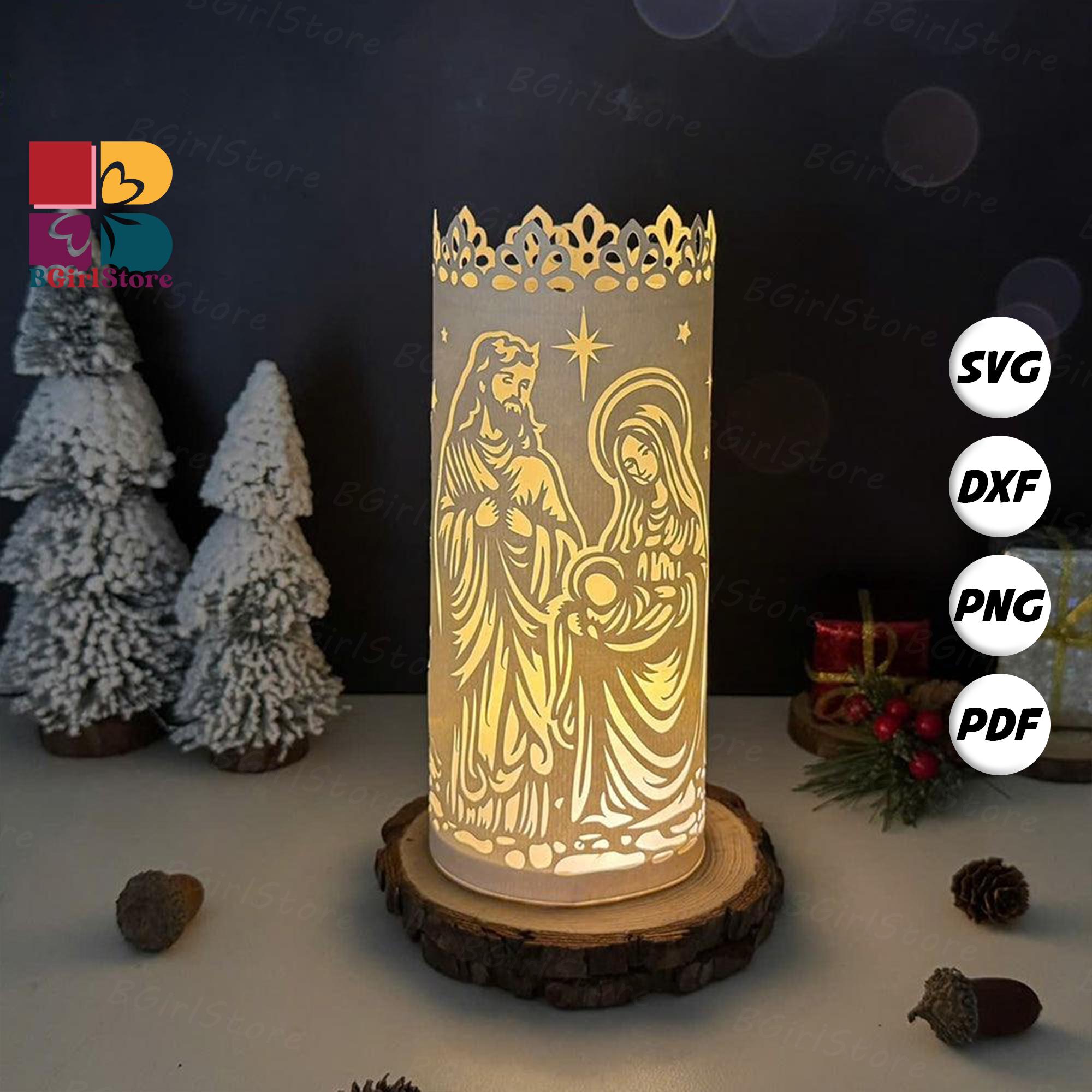 Nativity 2 Light Tube Lantern PDF, SVG, Studio Template - DIY Christmas ...