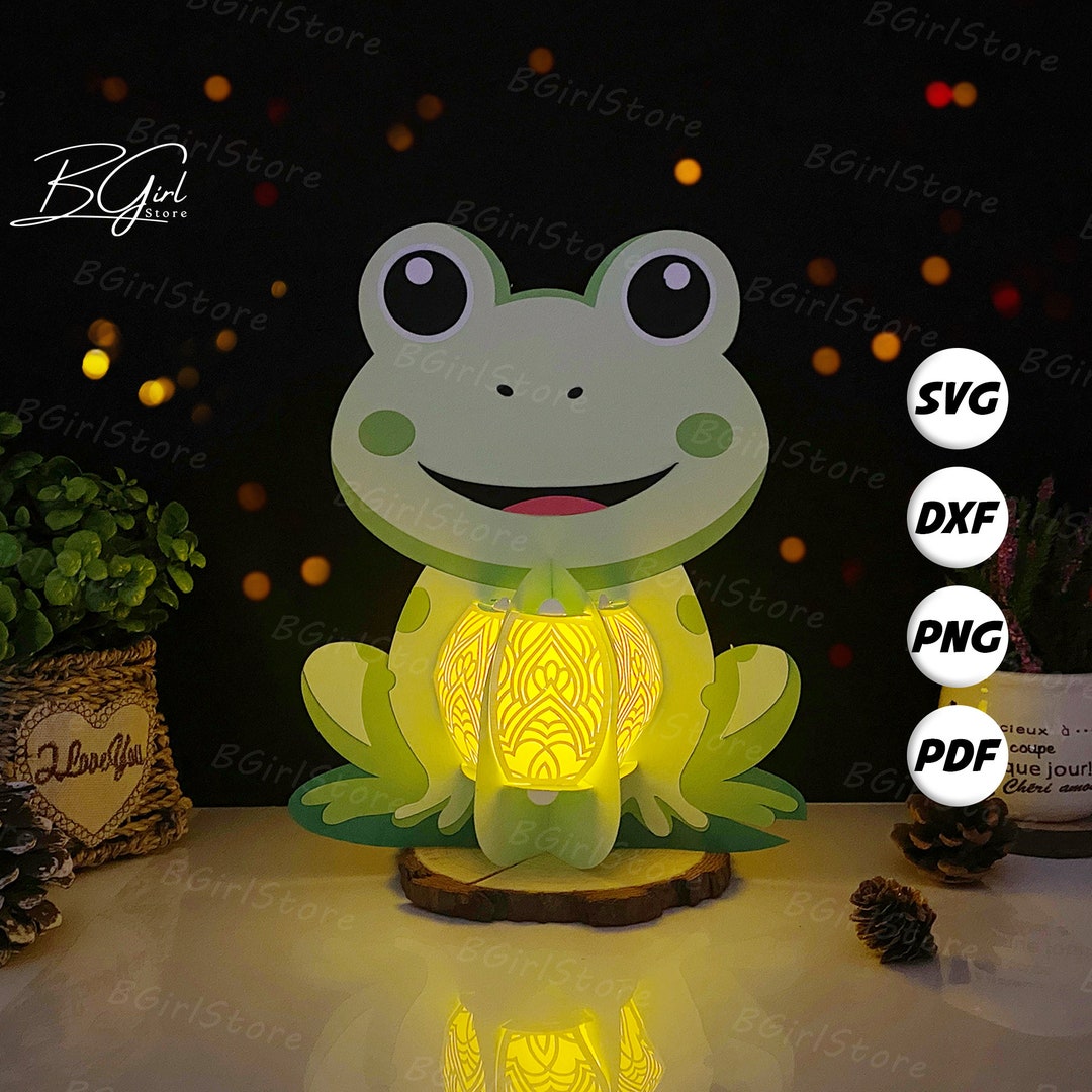 Frog Lantern PDF, SVG, Studio Template - DIY Frog Paper Cut Template ...
