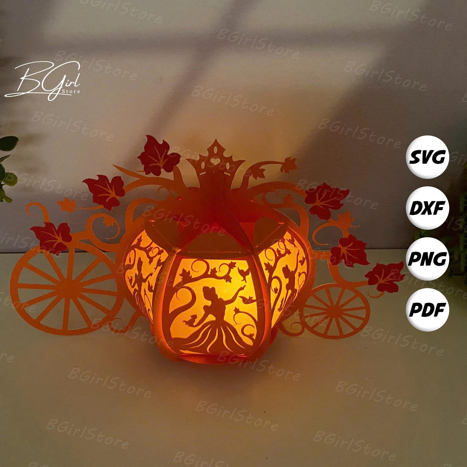 Princess Lantern PDF, SVG, Studio Template - DIY Princess Paper Cut ...