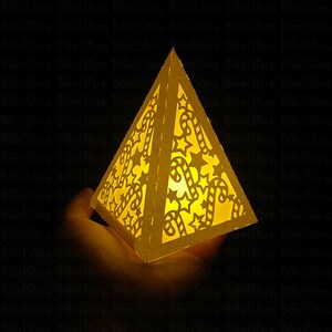 Christmas 2 Paper Cut Pyramid Lantern Light Box Template, 3D Lantern ...