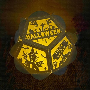 Halloween 1 Paper Cut Lantern Svg File, Halloween Pentagon Lantern ...
