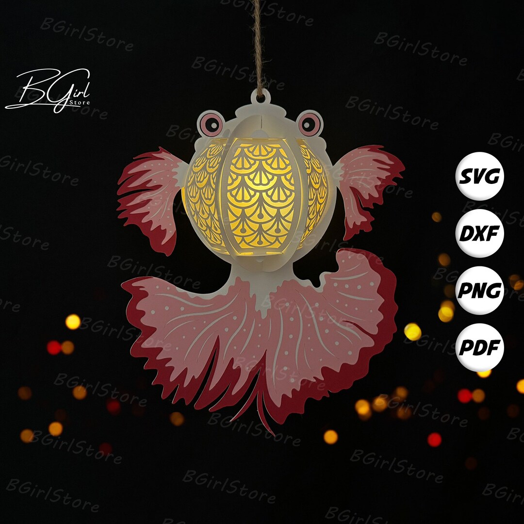 Fish Lantern SVG - Goldfish Lantern Paper Cut - Paper Cutting Template ...