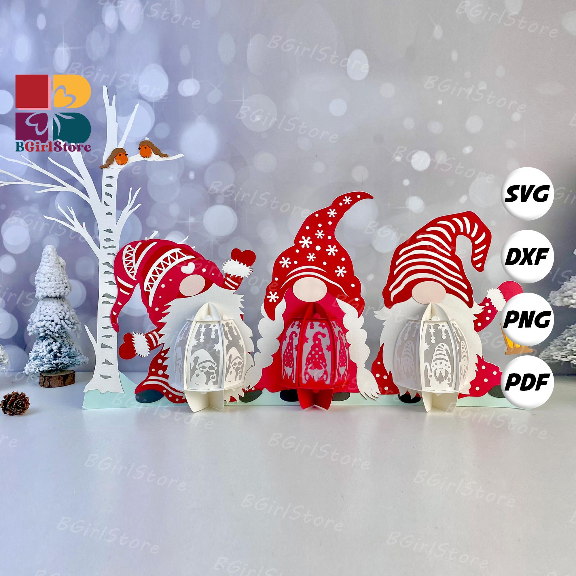 Gnome Christmas Lantern PDF, SVG, Studio Template - DIY Christmas Paper ...