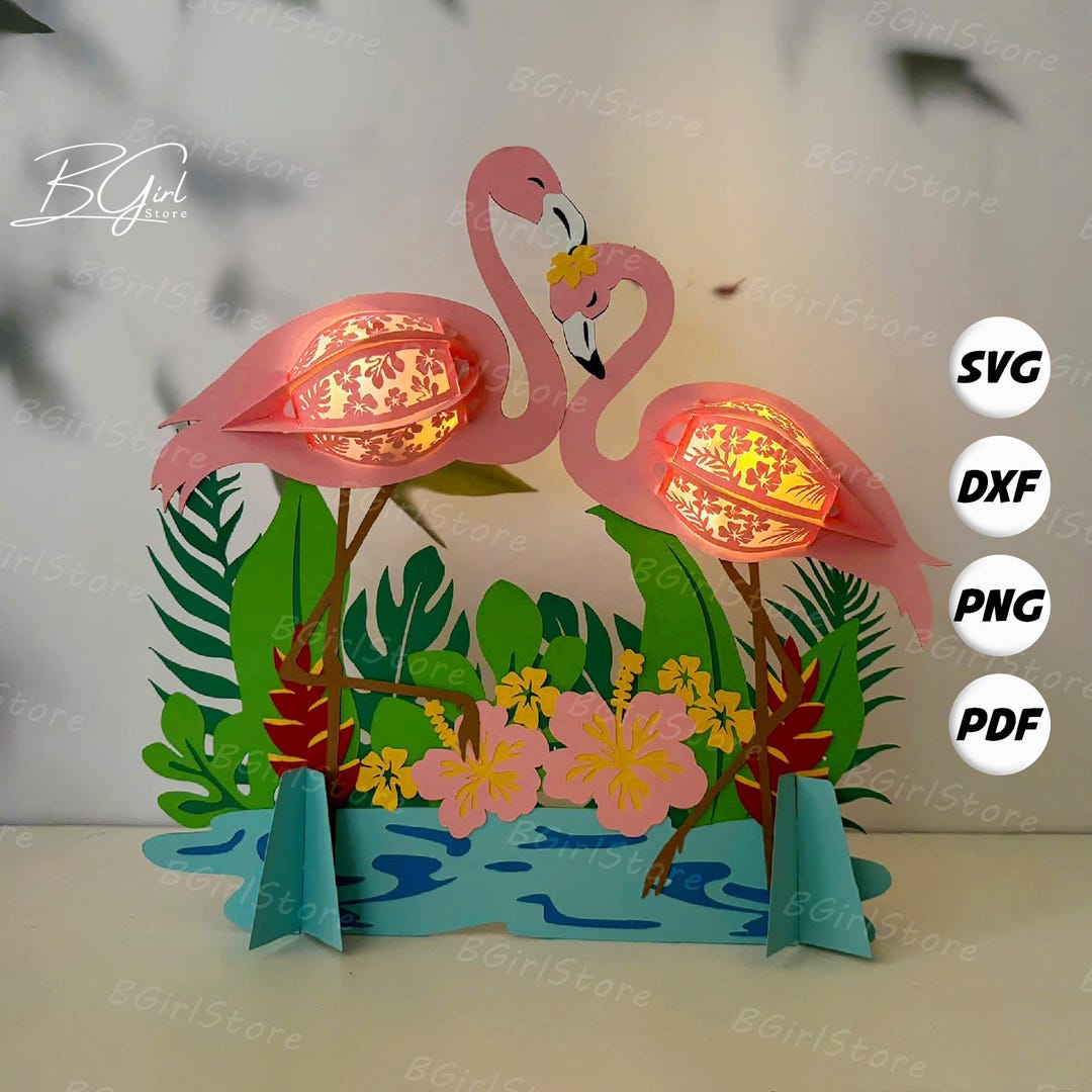 Lantern Flamingo Couple Lantern PDF, SVG, Studio Template - DIY ...