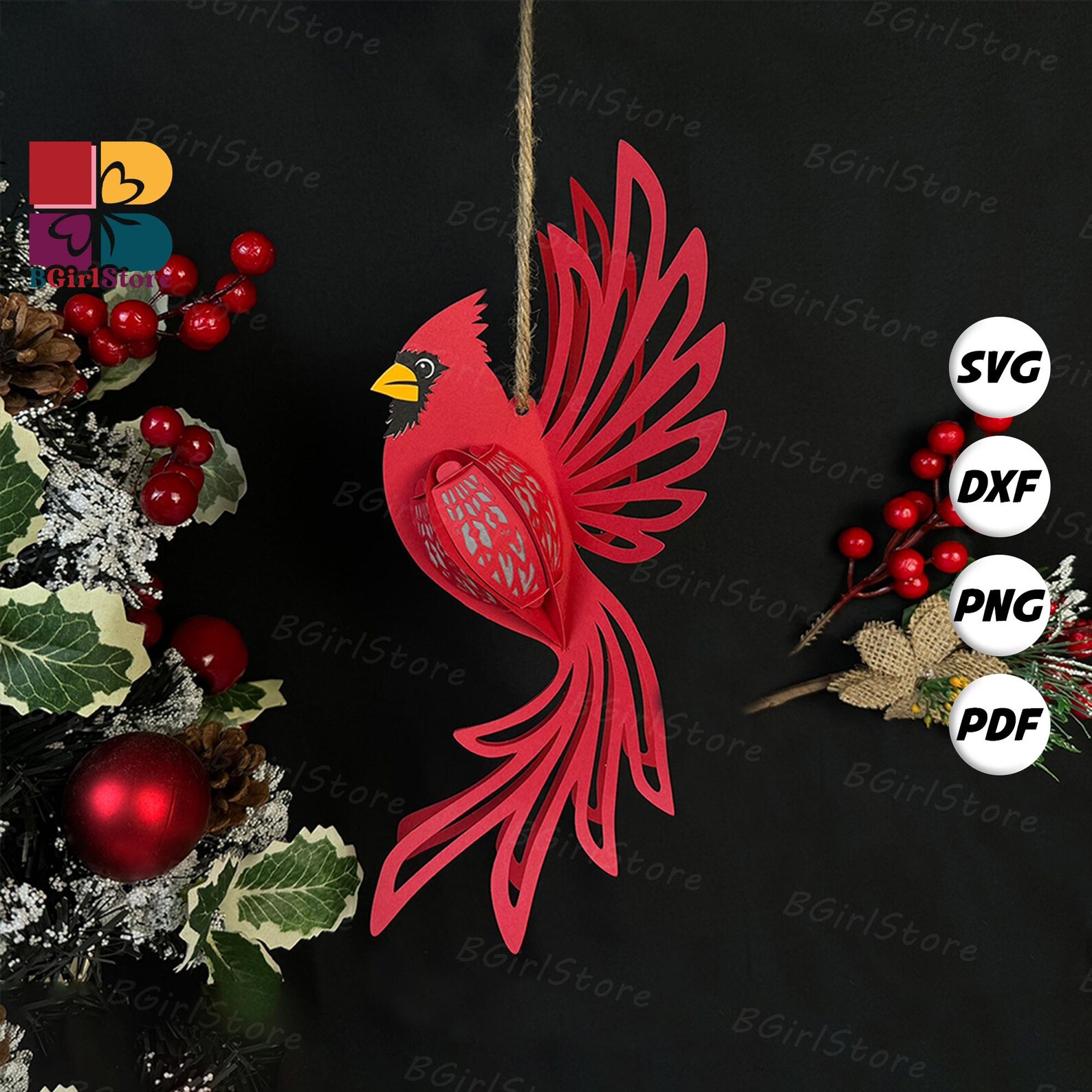 Cardinal Bird Lantern PDF, SVG, Studio Template - DIY Bird Paper Cut ...