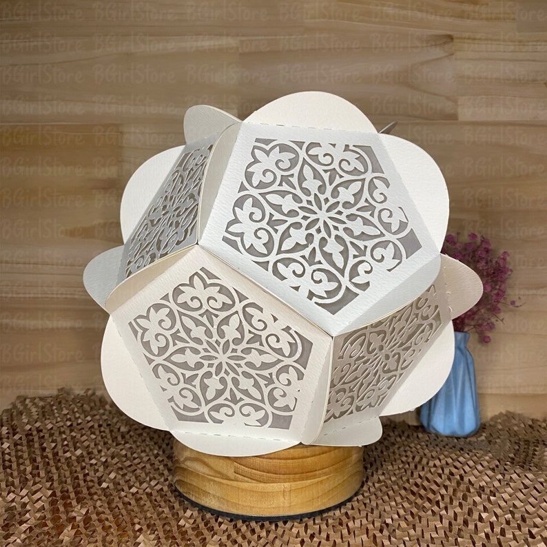 Mandala Paper Cut Pentagon Lantern Light Box Template 3D - Etsy