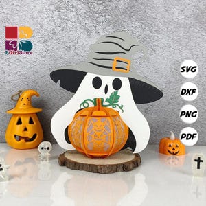 Ghost Pumpkin Lantern PDF, SVG, Studio Template - DIY Halloween Paper ...