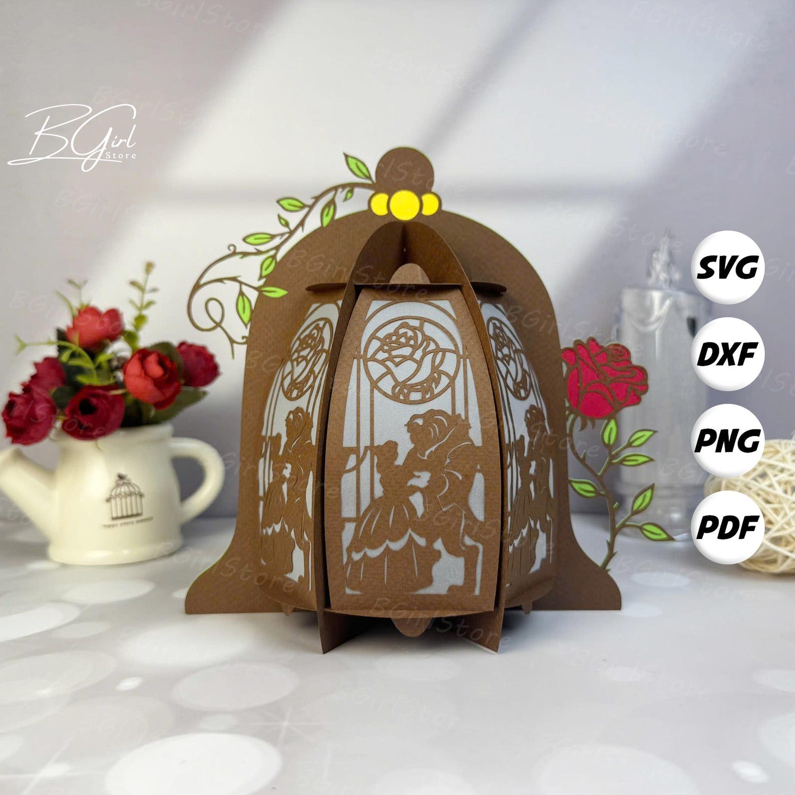 Princess Lantern PDF, SVG, Studio Template - DIY Princess Paper Cut ...