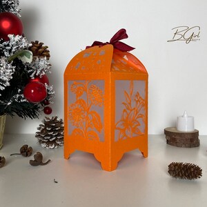 Flower Paper Cut Lantern Light Box Template, Svg Template Cricut ...