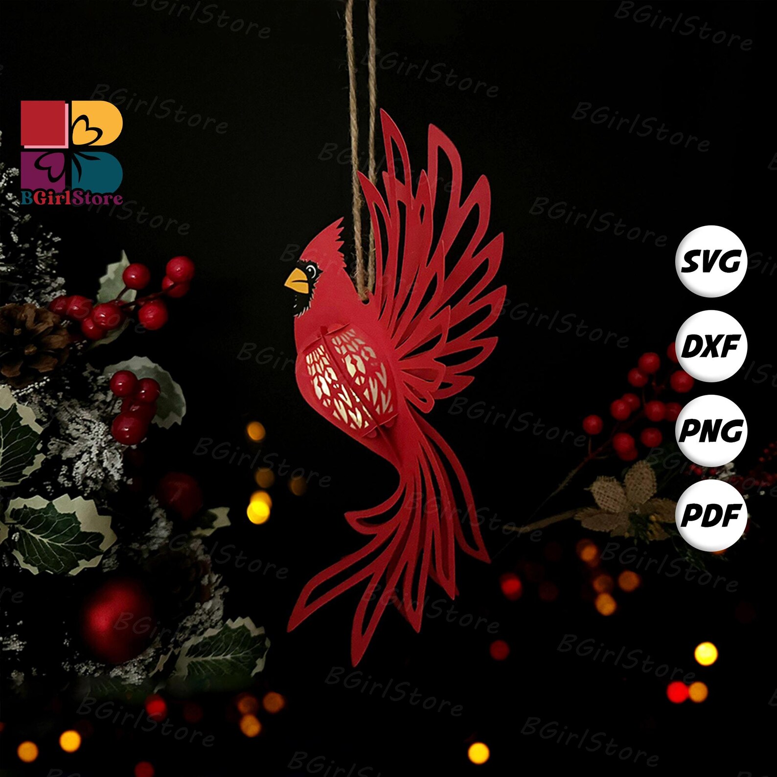 Cardinal Bird Lantern PDF, SVG, Studio Template - DIY Bird Paper Cut ...