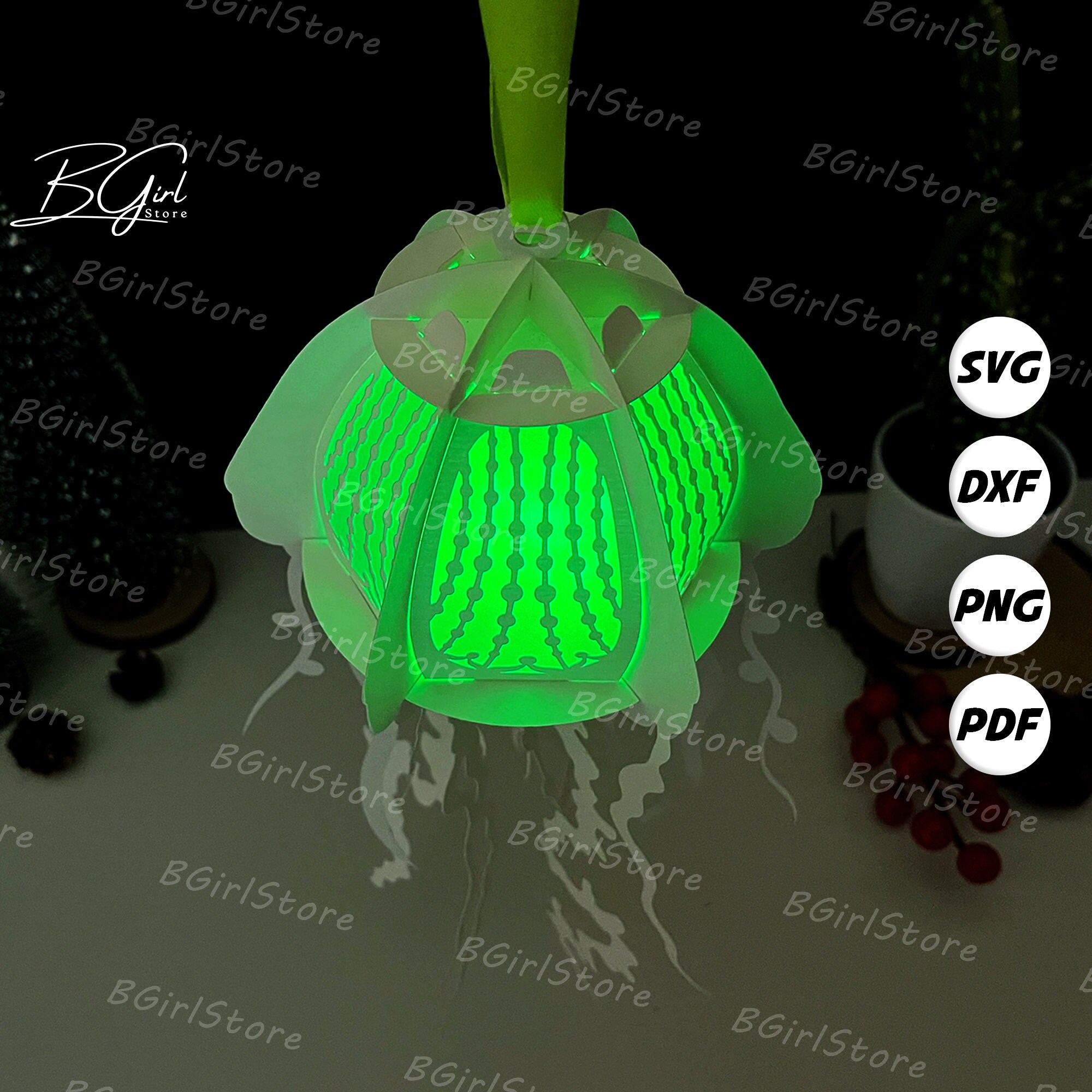 Jellyfish Lantern PDF, SVG, Studio Template - DIY Ocean Paper Cut ...