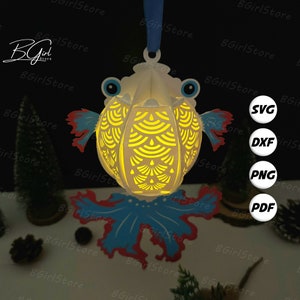 Fish Lantern PDF, SVG, Studio Template - DIY Fish Lantern Paper Cut ...