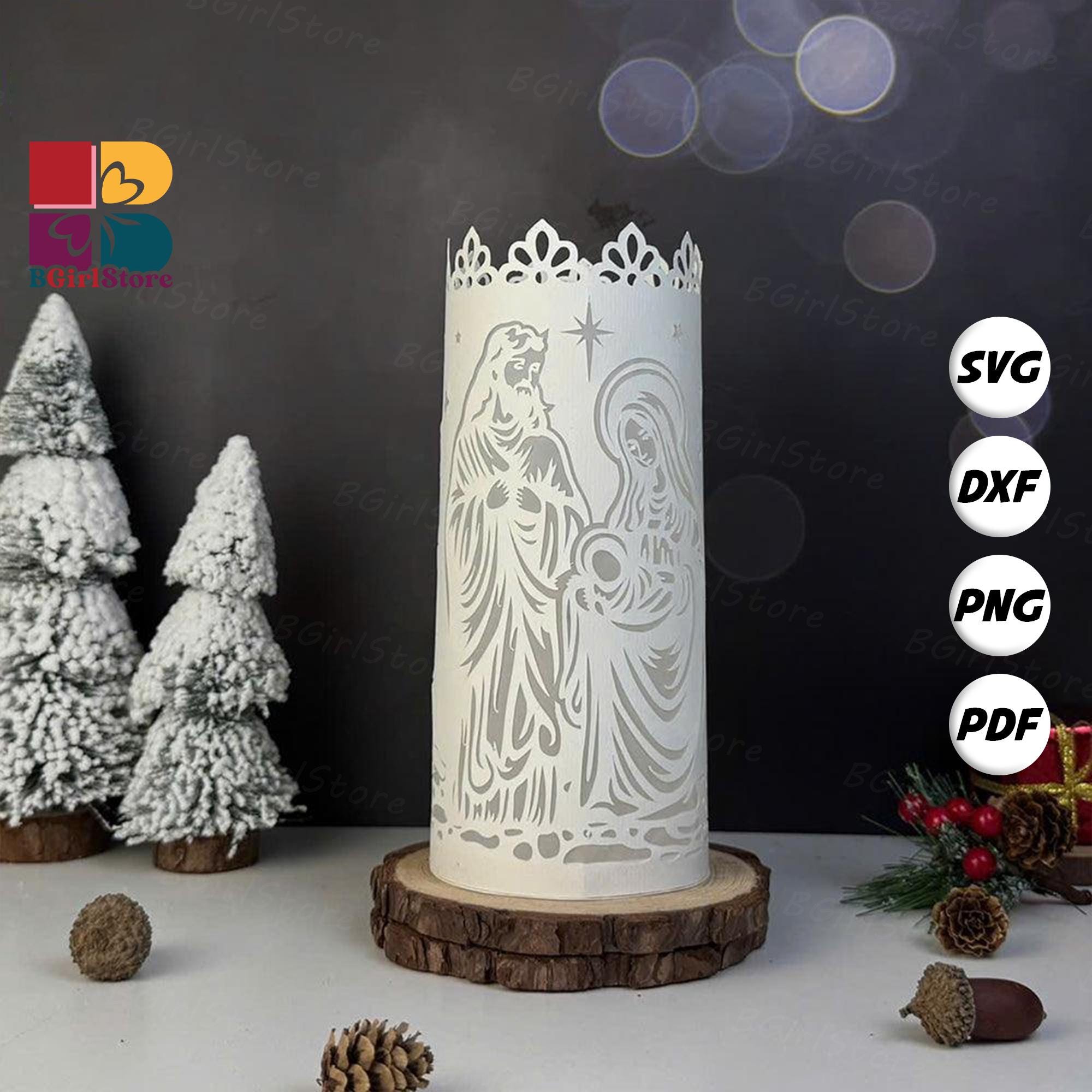 Nativity 2 Light Tube Lantern PDF, SVG, Studio Template - DIY Christmas ...