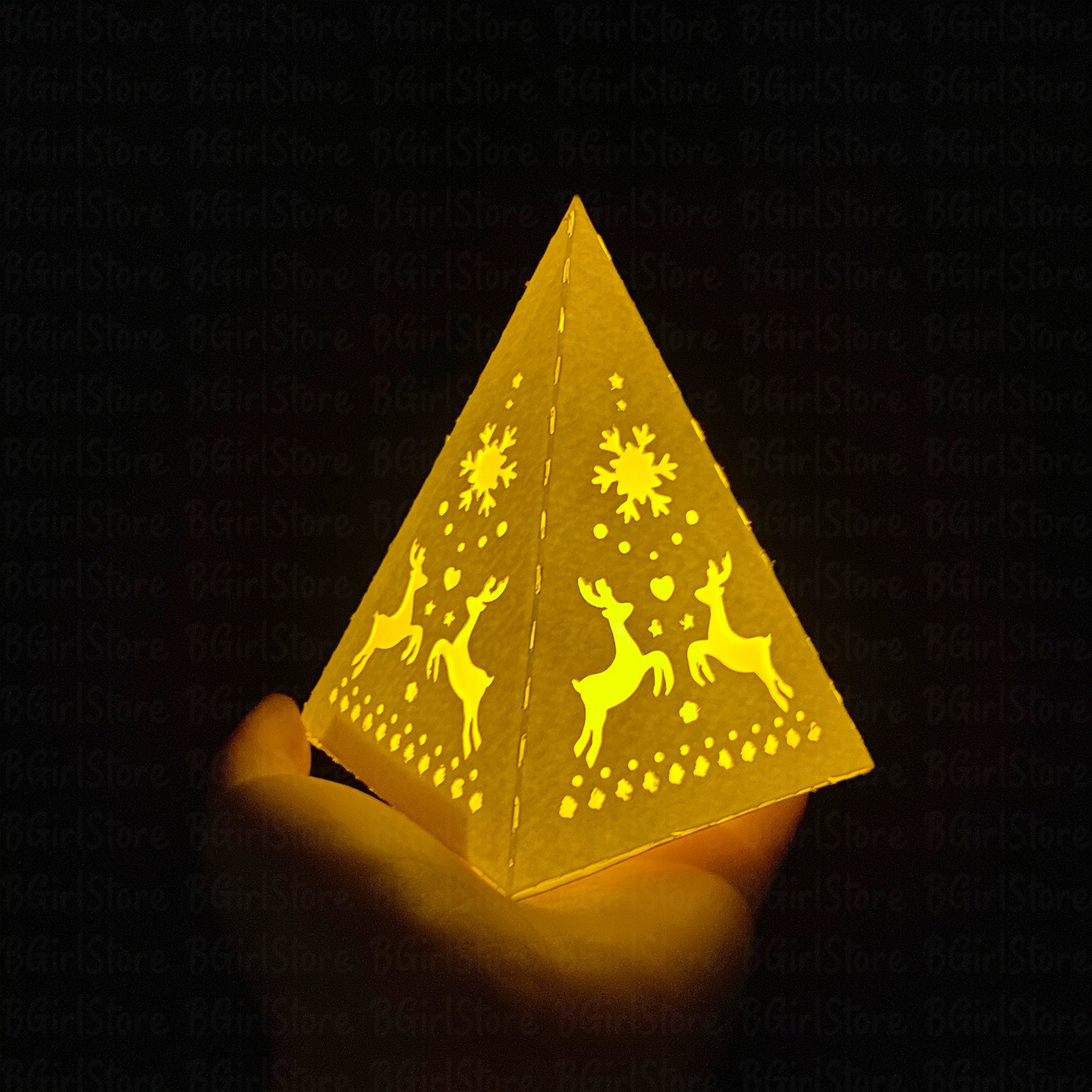 Christmas 3 Paper Cut Lantern Svg File, Christmas Pyramid Lantern Paper ...