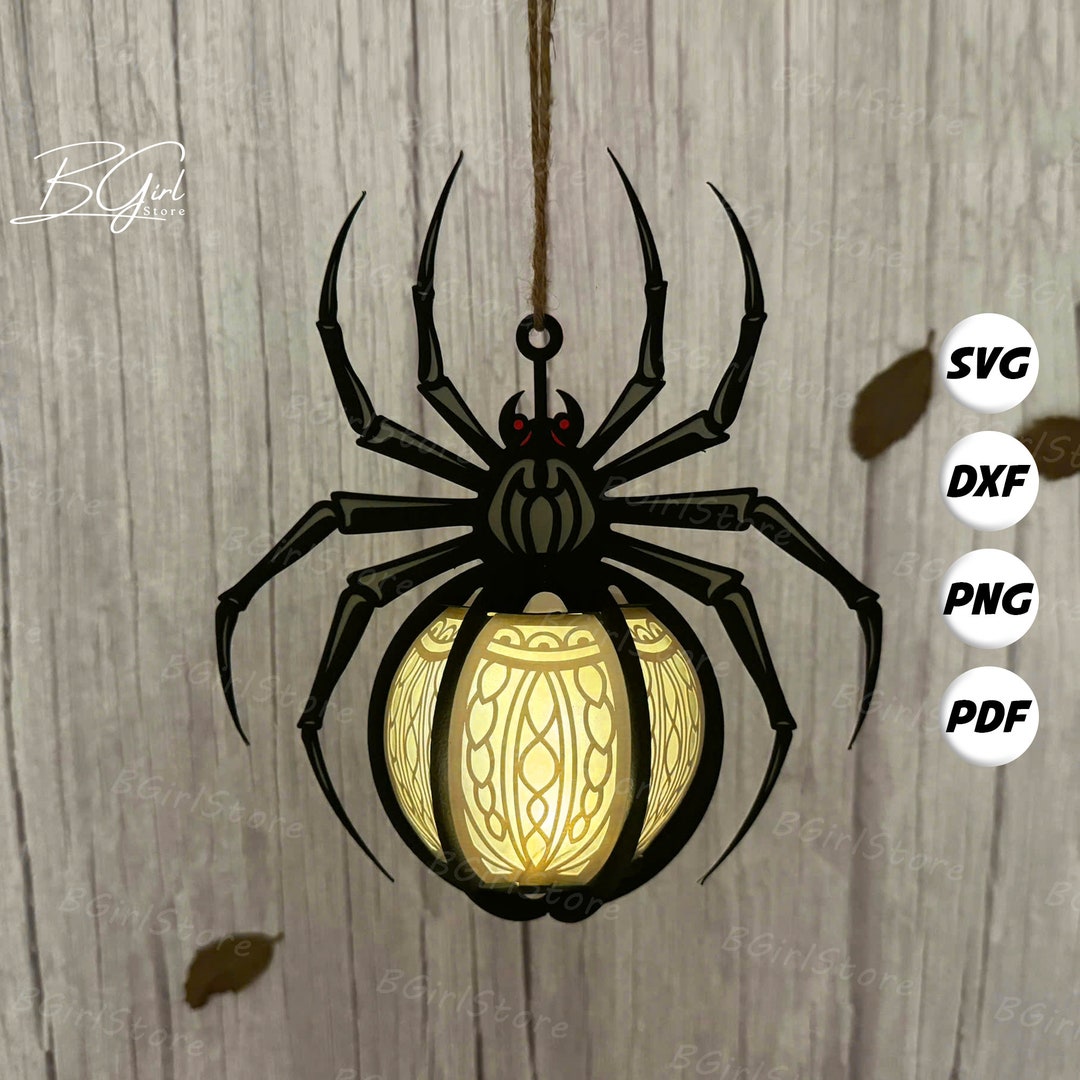 Spider Lantern PDF, SVG, Studio Template - DIY Spider Paper Cut ...