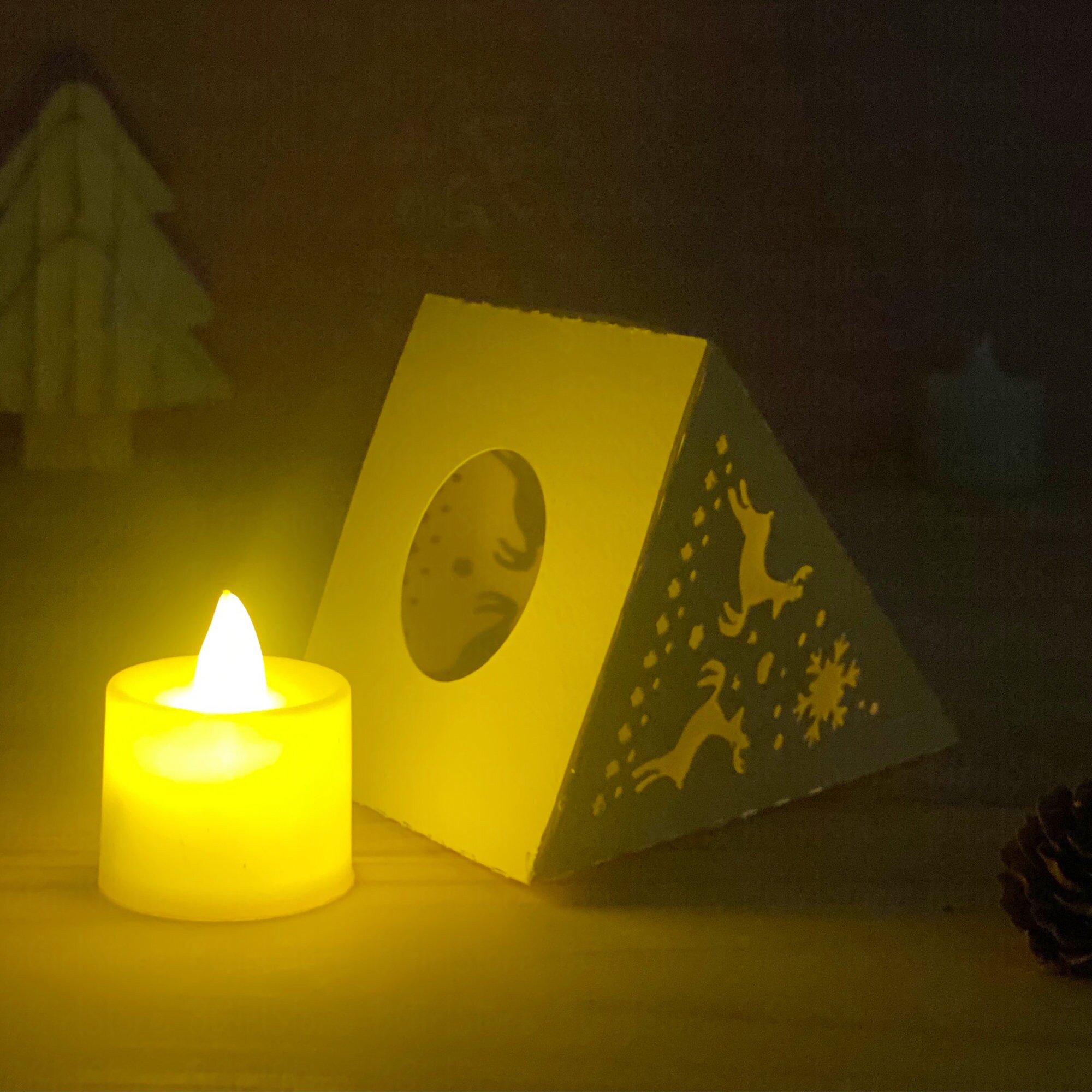Christmas 3 Paper Cut Lantern Svg File, Christmas Pyramid Lantern Paper ...